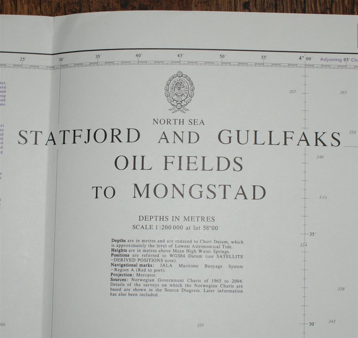 Nautical Chart No. 299 North Sea, Statfjord and Gullfaks Oil Fields to ...