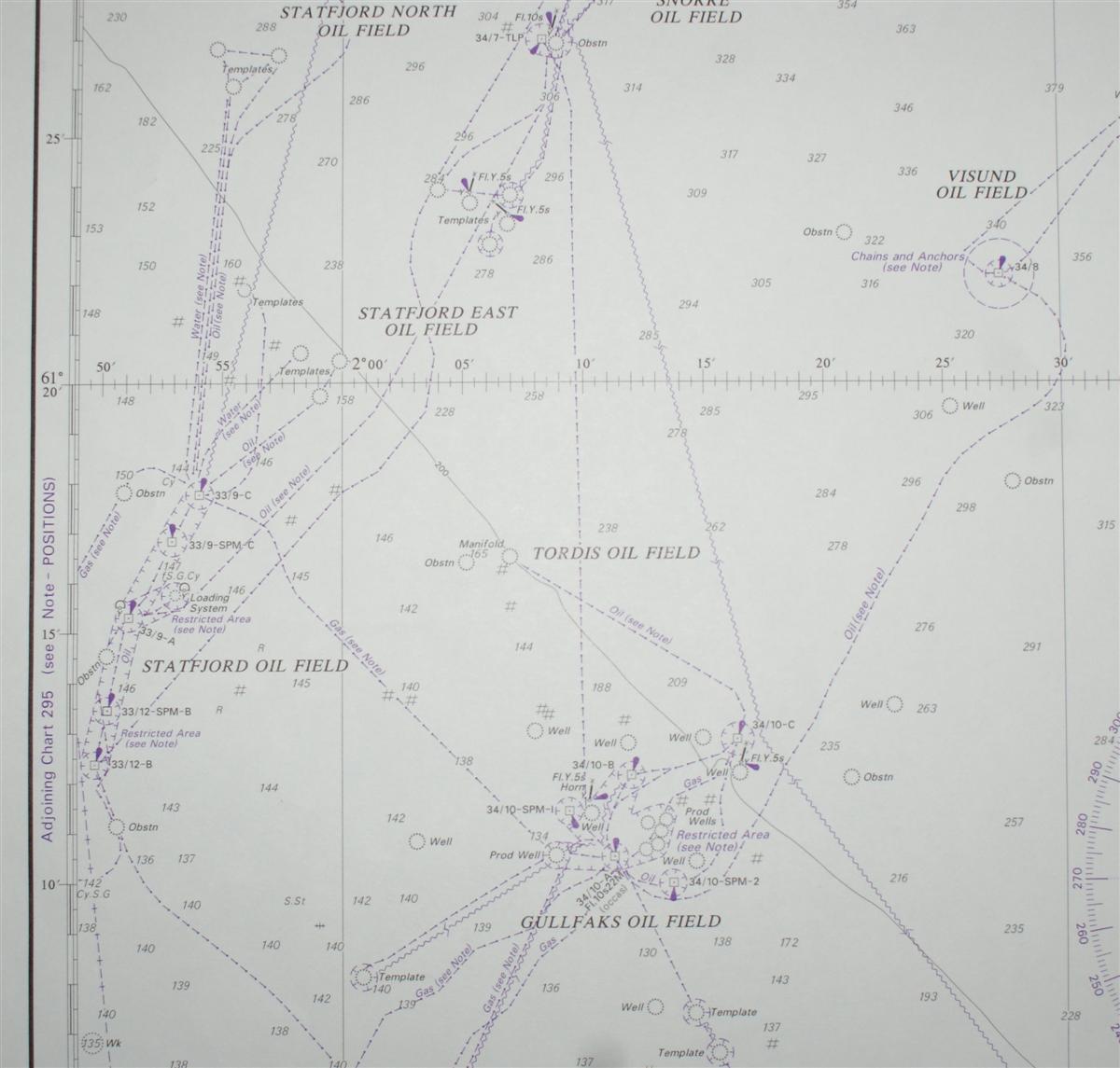 Nautical Chart No. 299 North Sea, Statfjord and Gullfaks Oil Fields to ...